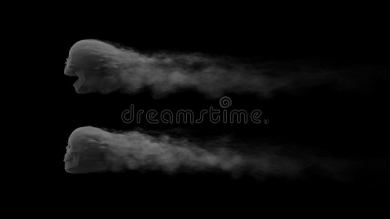 3d Render Flying Smoke Skull Side View with Alpha Channel Stock ...