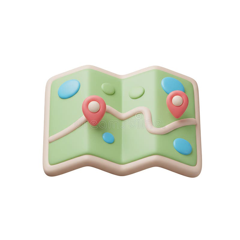 AI-Generated 3D Map Icon stock illustration. Illustration of minimalist ...