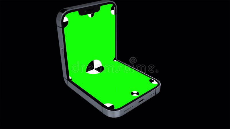 3D Render Folding Modern Smartphone with Green Screen is Opening with ...