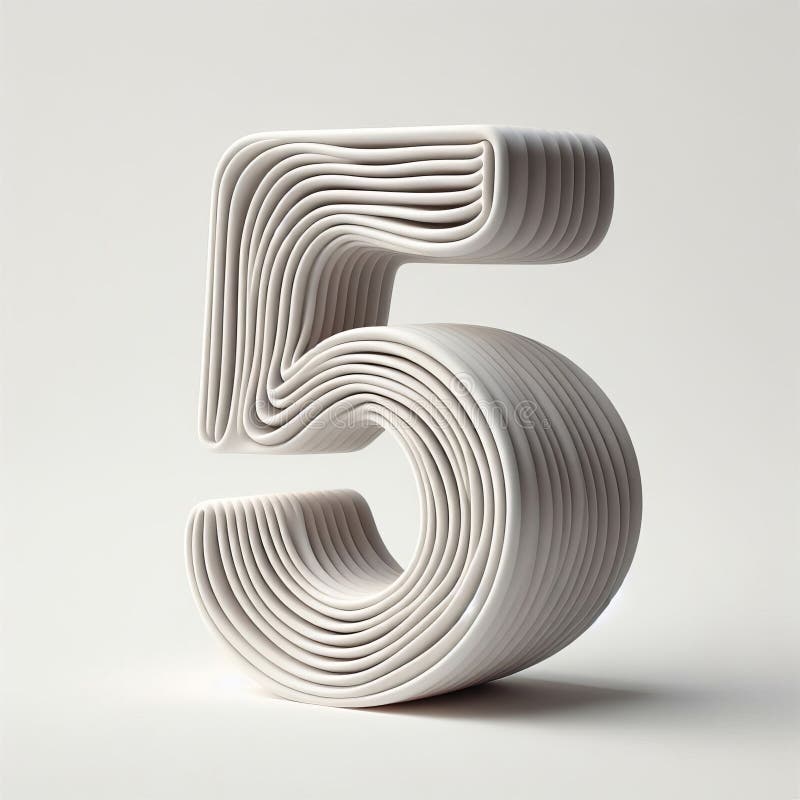 3d Render. 3d Font, Number of White Curved Elements Stock Illustration ...