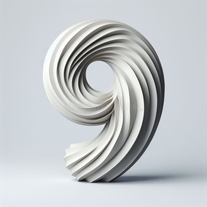 3d Render. 3d Font, Number of White Curved Elements Stock Illustration ...