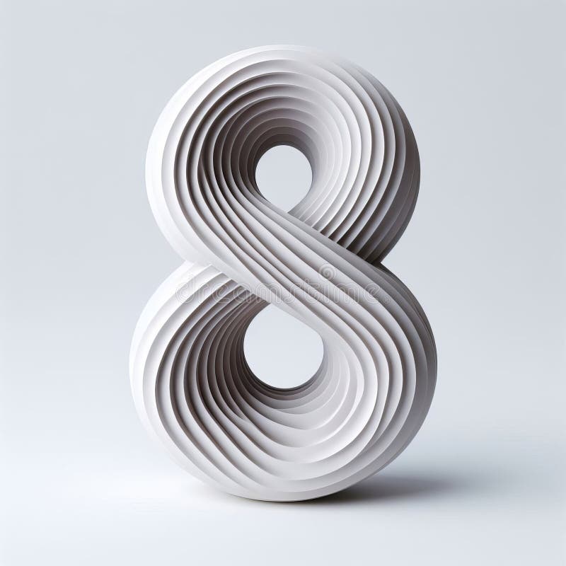 3d Render. 3d Font, Number of White Curved Elements Stock Illustration ...