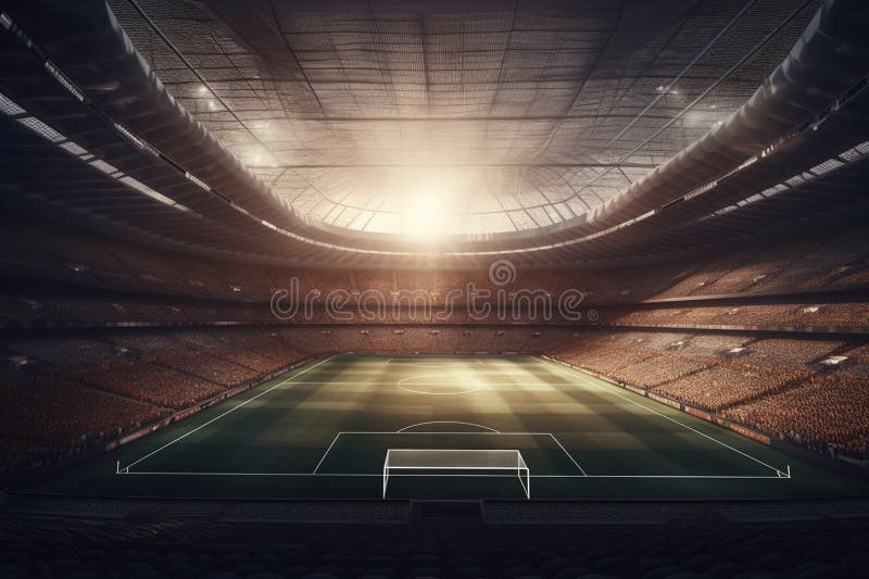 3D Render of a Football Stadium in the Evening with Spotlights ...