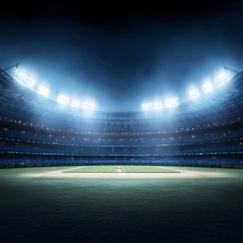3D Render of a Football Stadium with Lights and Spotlights. Stock ...