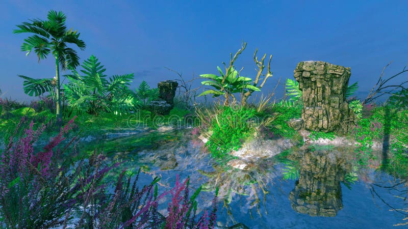 3D CG Forest Scene Background Stock Illustration - Illustration of ...