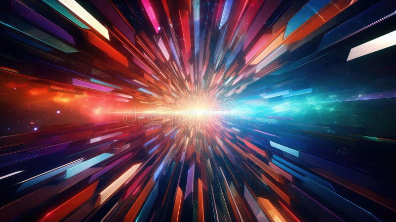 Abstract Background with Blue and Orange Lights and Rays. 3d Rendering ...