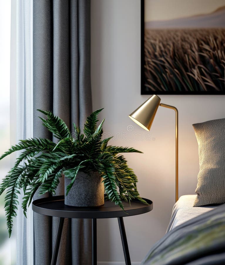 3D Render of Frame Mockup in Bedroom Interior, Modern Style Stock ...