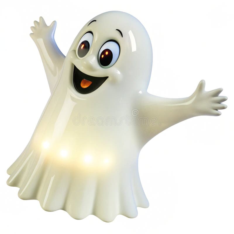 3D Render of a Friendly Ghost Isolated on White Background Stock ...