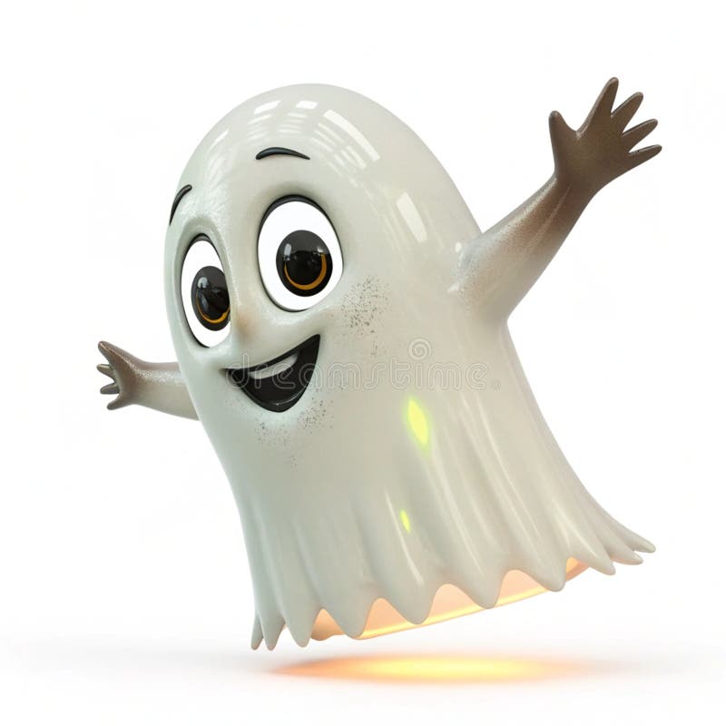 3D Render of a Friendly Ghost Isolated on White Background Stock ...