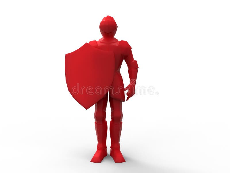 3D Render - Front View of a Red Knight Stock Illustration ...