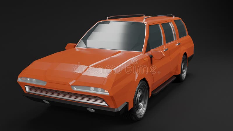 3d Render Front View SUV Car Low Poly Model Stock Illustration ...