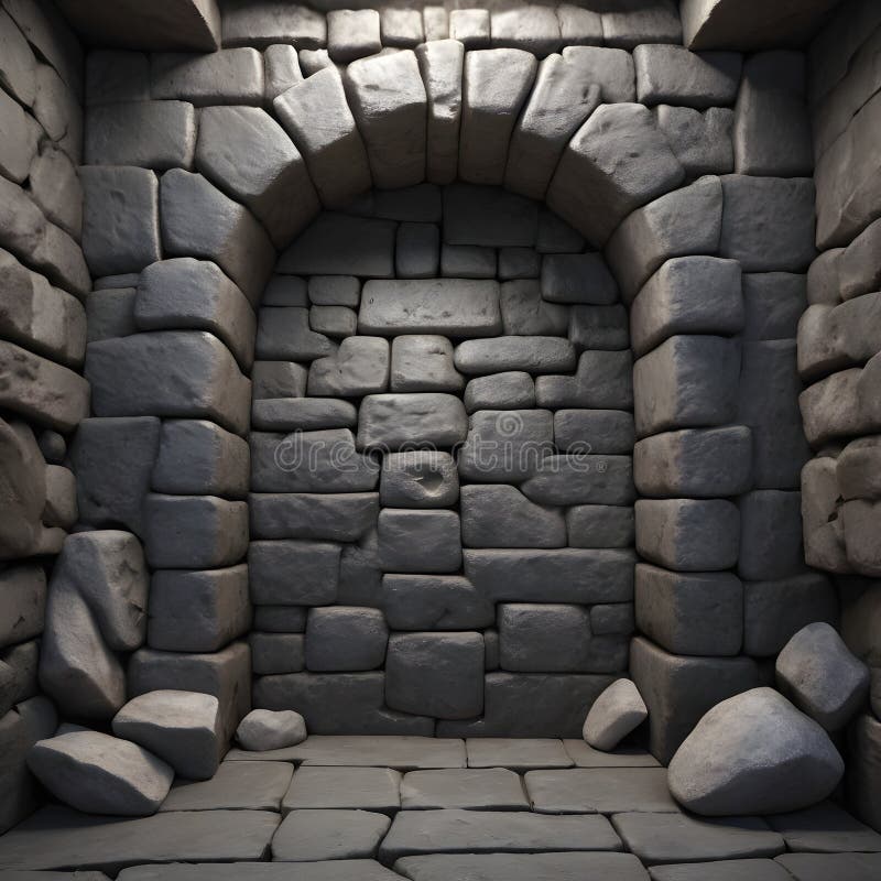 A 3D Render of a Frontal View of a Stone Wall in a Fantasy Crypt Stock ...