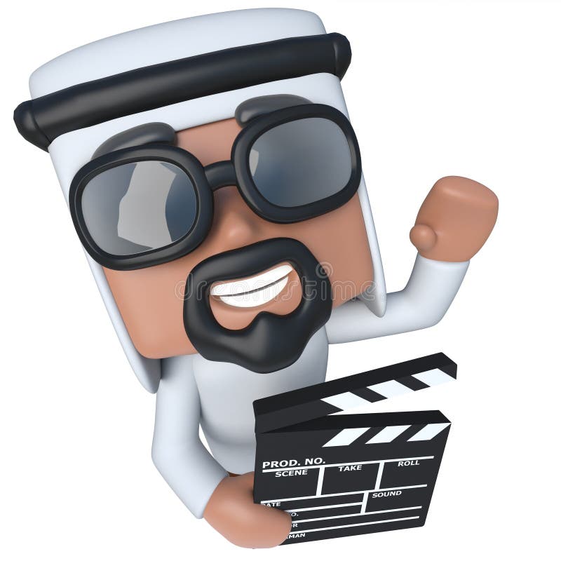 3d Funny Cartoon Arab Sheik Character Holding a Movie Maker ... 3d Funny Cartoon Arab Sheik Character Holding a Movie Maker ...