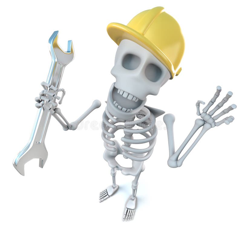 Skeleton Worker Working on Computer Stock Vector - Illustration of ...