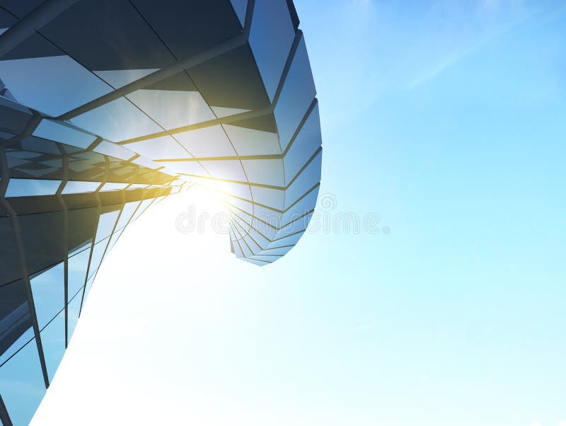 3D Render of Futuristic Architecture, Skyscraper Building with Curve ...