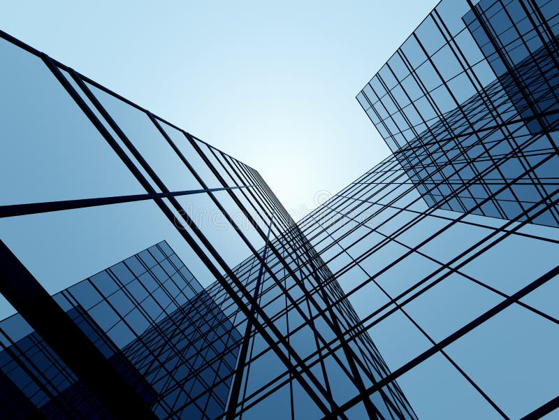 3D Render of Futuristic Architecture, Skyscraper Building with Glass ...