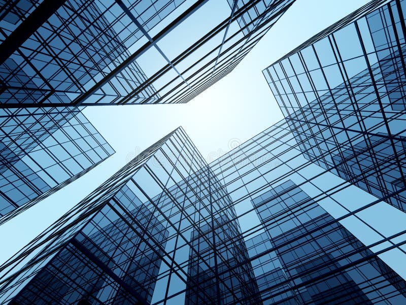 3D Render of Futuristic Architecture, Skyscraper Building with Glass ...