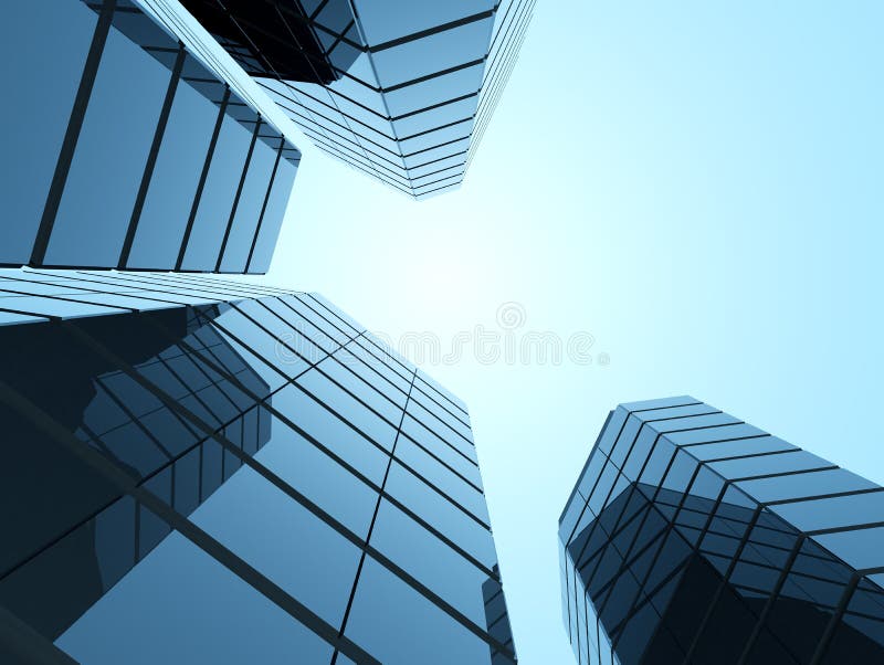 3D Render of Futuristic Architecture, Skyscraper Building with Glass ...