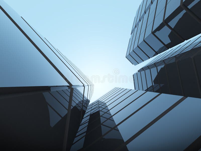 3D Render of Futuristic Architecture, Skyscraper Building with Glass ...