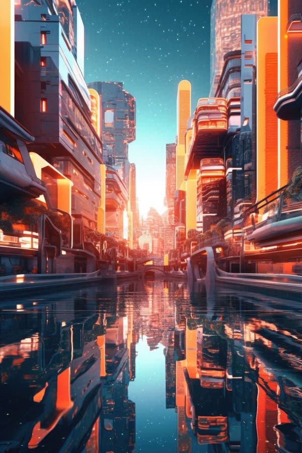 3d Render of a Futuristic City Powered by Data Technology Stock ...