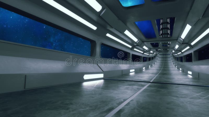 Futuristic Corridor Interior Design Stock Illustration - Illustration ...