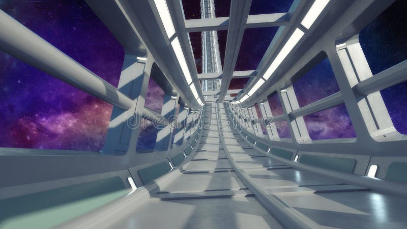 Futuristic Corridor Interior Design Stock Illustration - Illustration ...