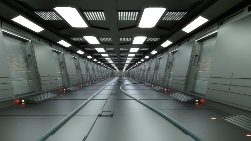 Futuristic Corridor Interior Design Stock Illustration - Illustration ...