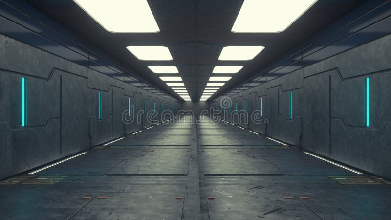 Futuristic Corridor Interior Design Stock Illustration - Illustration ...