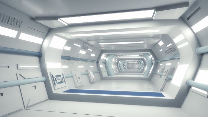 Futuristic Corridor Interior Design Stock Illustration - Illustration ...
