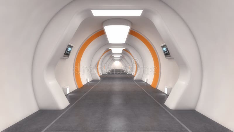 Futuristic Corridor Interior Design Stock Illustration - Illustration ...