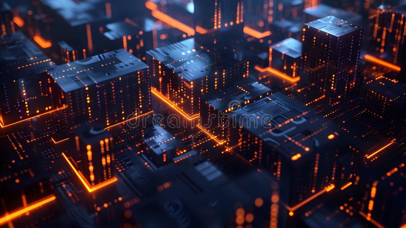 3D Render of Futuristic Digital Data Blocks and Binary Code - AI Generated Stock Illustration ...