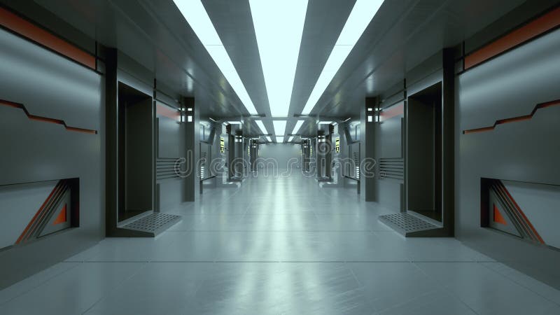 Futuristic Hallway. Concept of Modern Architecture and Interior ...