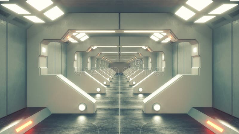 Futuristic Hallway. Interior Concept Design Stock Illustration ...