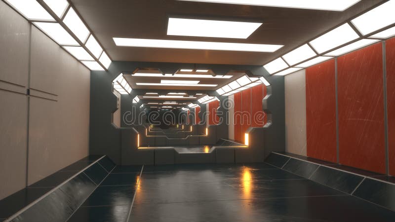 Futuristic Hallway. Interior Concept Design Stock Illustration ...