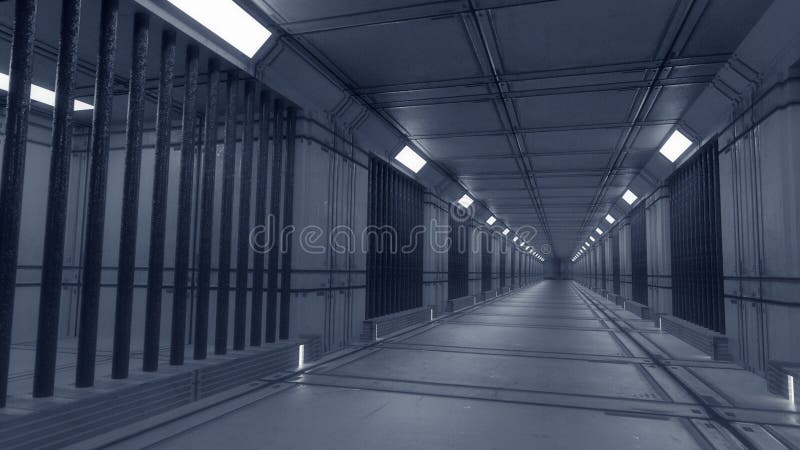 Futuristic jail corridor stock illustration. Illustration of detention ...