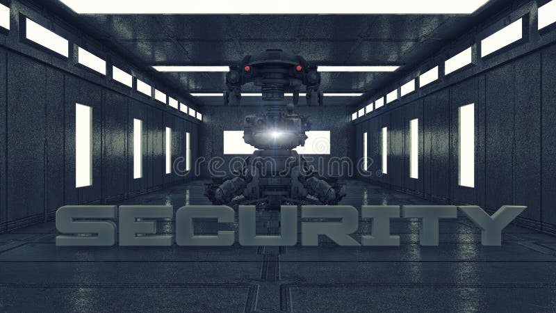 Futuristic Interior and Security Sign Stock Illustration - Illustration ...