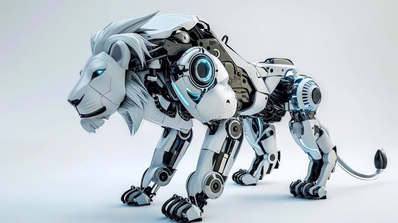 Futuristic Lion Robot Design Stock Illustration - Illustration of ...