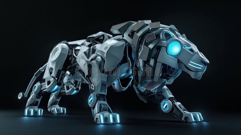 Futuristic Lion Robot Design Stock Illustration - Illustration of ...