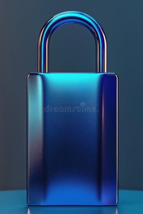 3D Render of a Futuristic Padlock with Glowing Blue and Red Colors ...