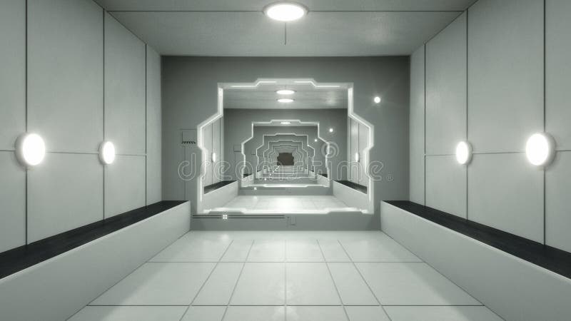 Futuristic Hallway. Interior Concept Design Stock Illustration ...