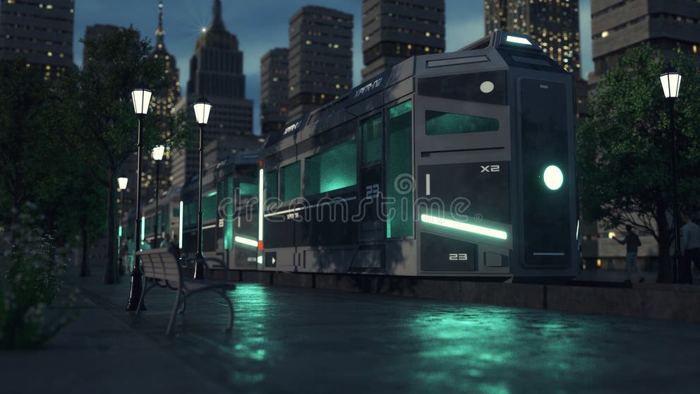Futuristic Space Train Concept Stock Illustration - Illustration of ...