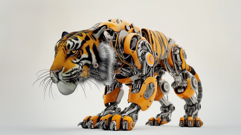 Futuristic Tiger Robot Design Stock Illustration - Illustration of ...
