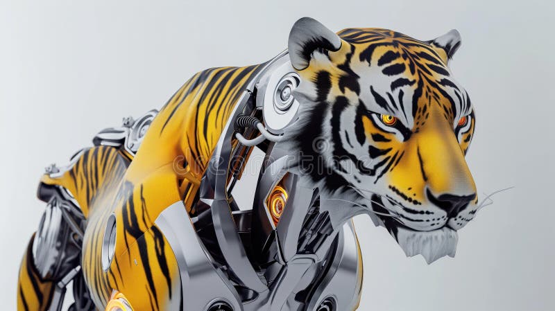 Futuristic Tiger Robot Design Stock Illustration - Illustration of ...