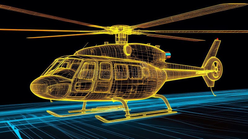 The 3D Render of this Futuristic Wire Frame Attack Helicopter Can Be ...