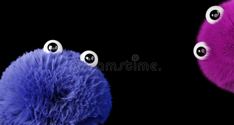3d Render of Fuzzy Guys with Big Eyes Looking at Viewer Stock ...