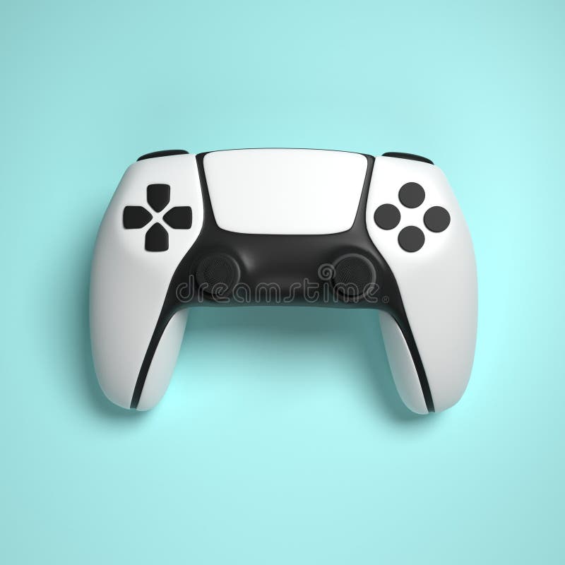 3d Render Game White Controller Sign Gamer Technology Fun in Blue ...