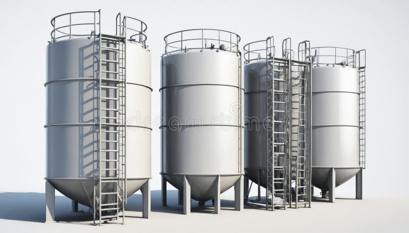 3D Render Gas or Fuel Tanks Isolated on White Background. Stock ...