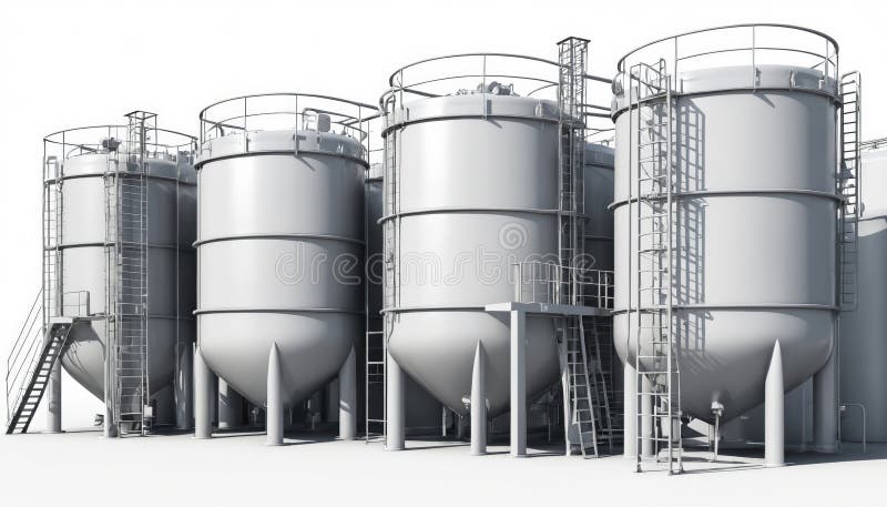 3D Render Gas or Fuel Tanks Isolated on White Background. Stock ...