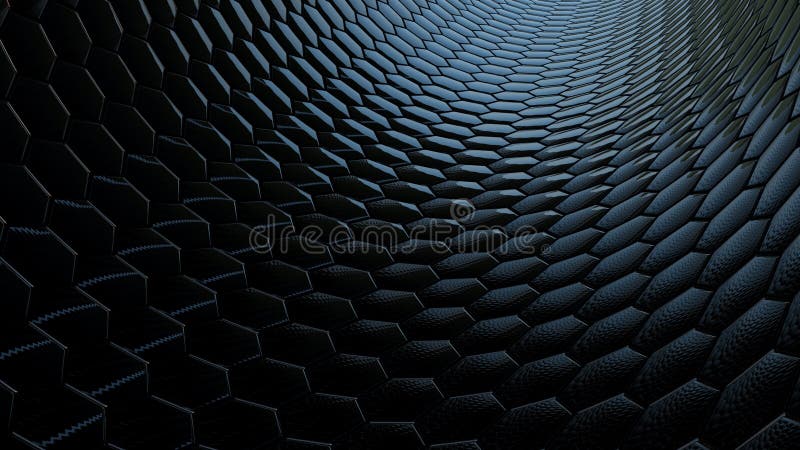 3D Render - Geometric Background Made of Black Shiny Hexagons Stock ...