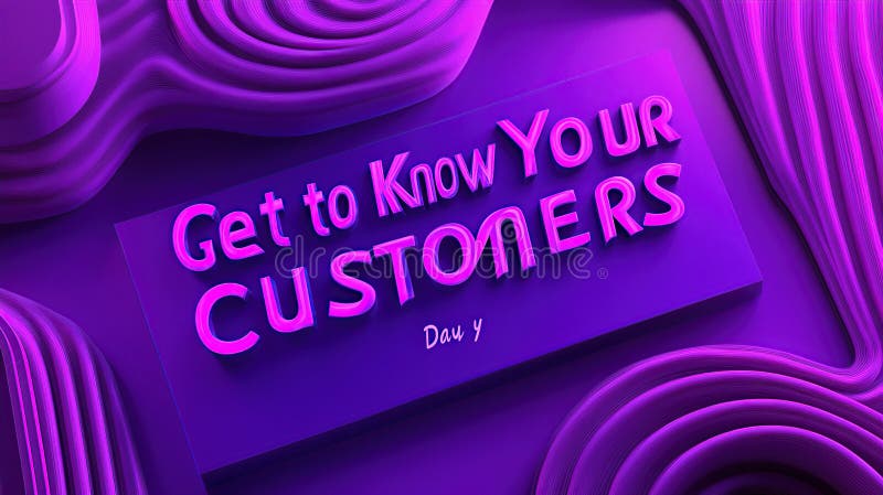 3D Render of "Get To Know Your Customers" on Purple Background Stock ...
